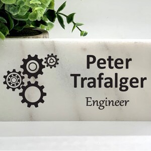 Engineer Desk Sign Engineer Name Plate Marble Stone Desktop Name and ...