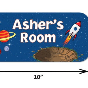 Space Theme Name Sign- Personalized Name Sign- Bedroom Sign - 5" X 10 ...