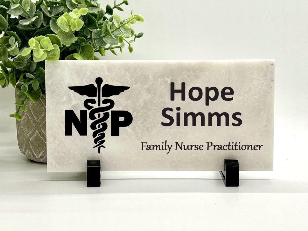 Family Nurse Practitioner Desk Sign - Nurse Name Plate - Marble Stone ...