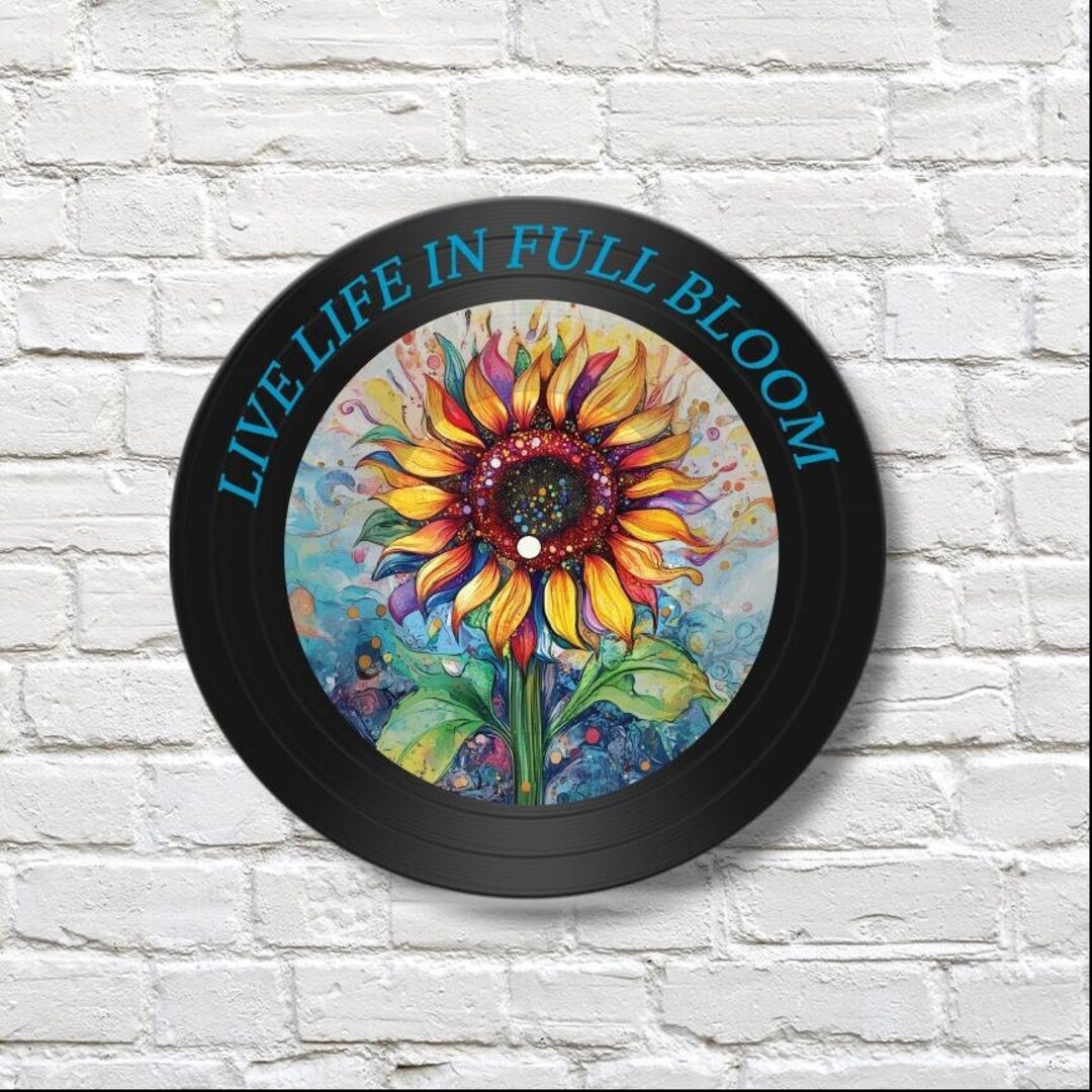 Sunflower 12" Vinyl Record Art, Real Vinyl Record Printed With Colorful ...