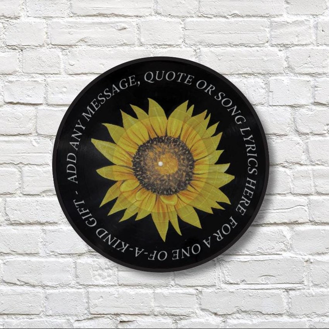 Sunflower Vinyl Record Art, 12" Real Vinyl Record Printed With ...