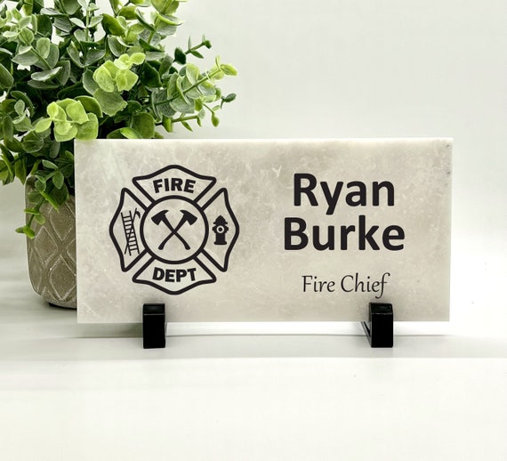 Firefighter Name Plate Firefighter Name Sign Marble Desktop - Etsy