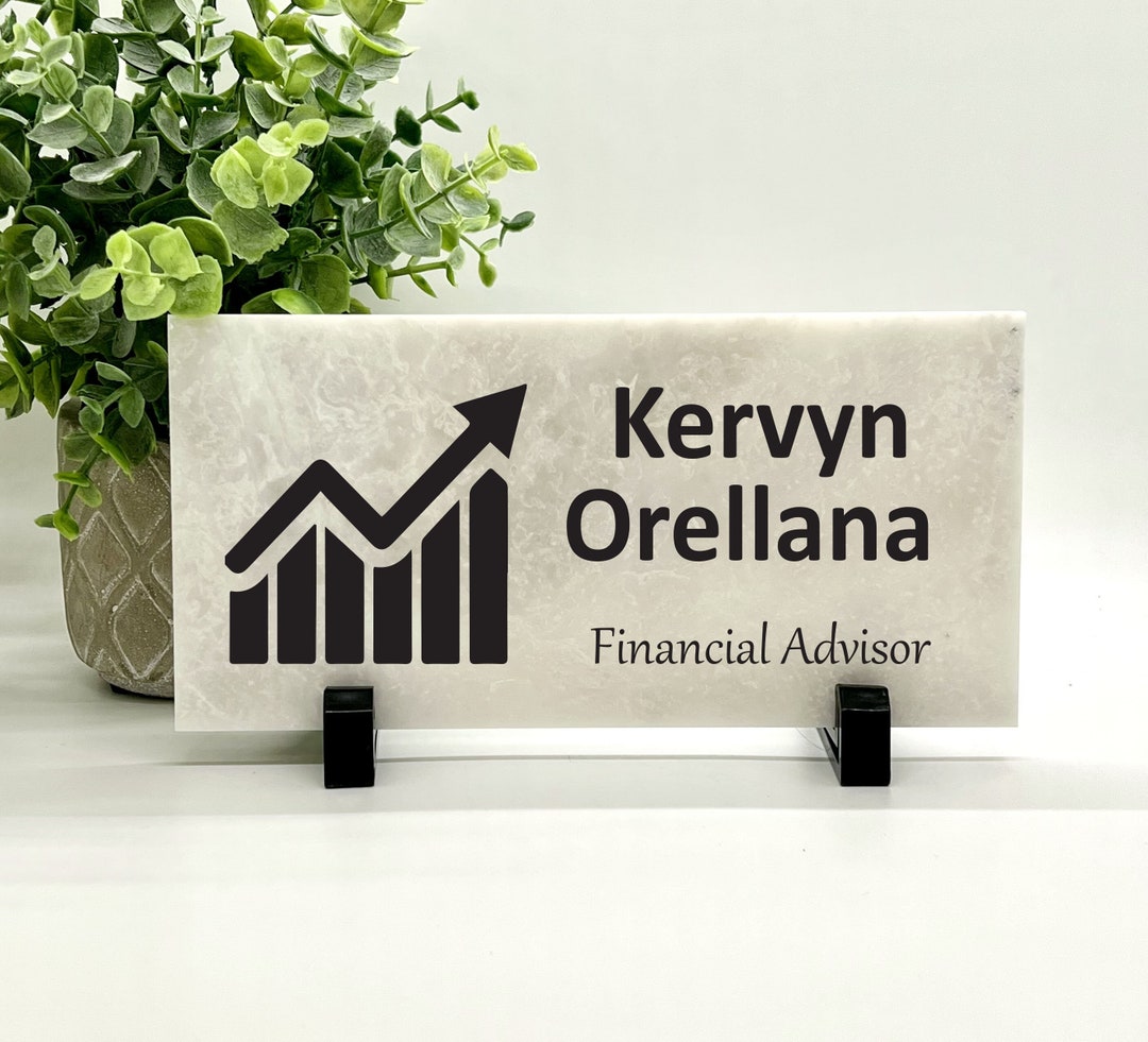 Financial Advisor Desk Sign - Financial Advisor Name Plate - Marble ...