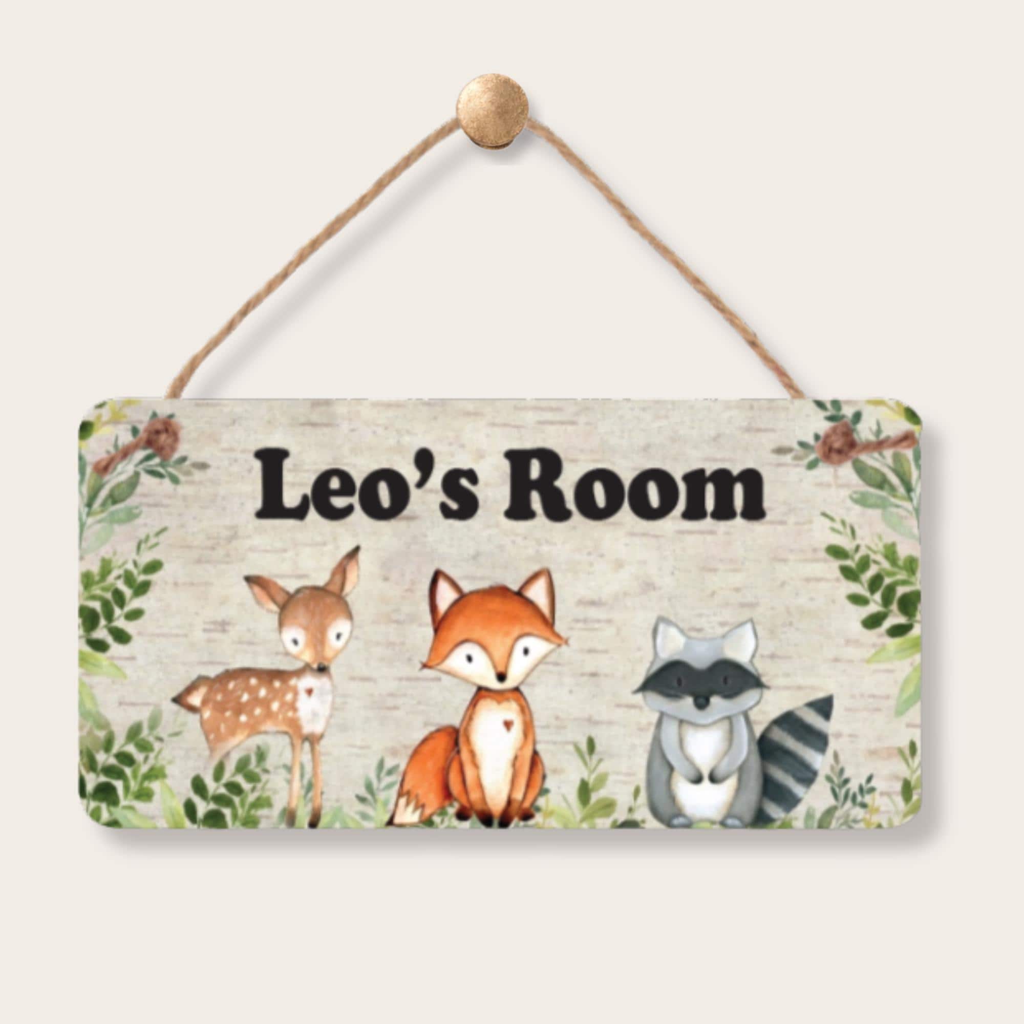 Woodland Animals Name Sign -5" X 10" Door Sign- Woodland Animal Theme ...