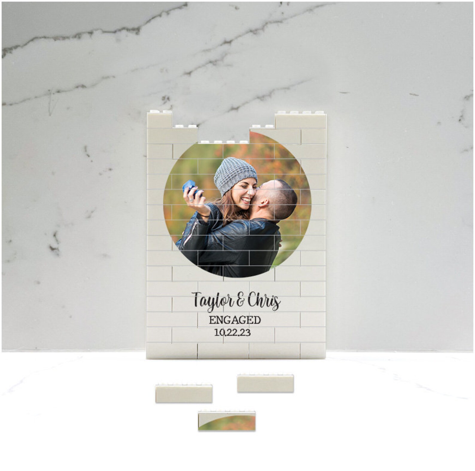 Custom Engagement Gift, Photo Brick Puzzle, Personalized Building ...