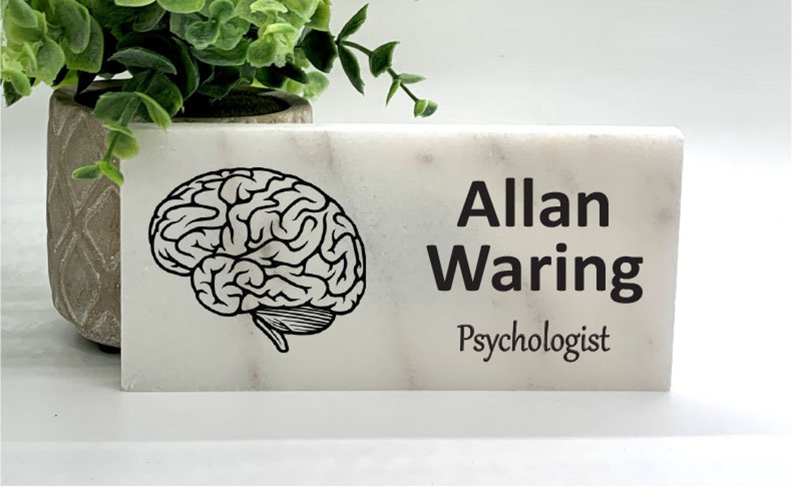 Psychologist Name Plate Marble Brain Name Plate Psychologist Gift Brain ...