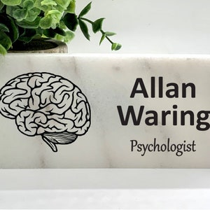 Psychologist Name Plate - Marble Brain Name Plate - Psychologist Gift ...