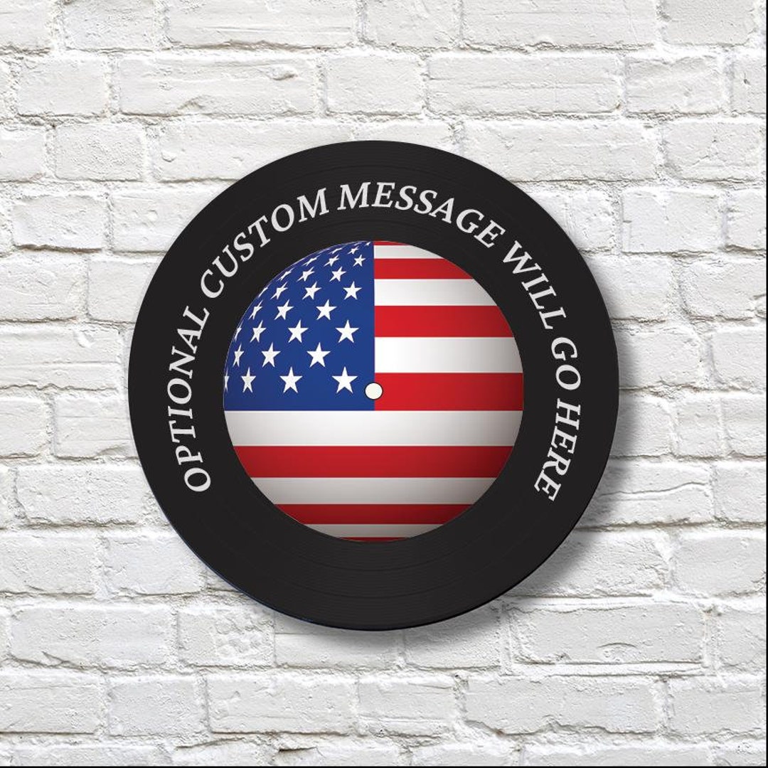 American Flag Vinyl Record Art, 12" Real Vinyl Record Printed With Flag ...