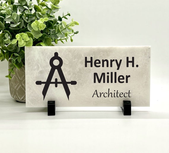 Architect Desk Sign Name Plate Marble Stone Desktop Name - Etsy