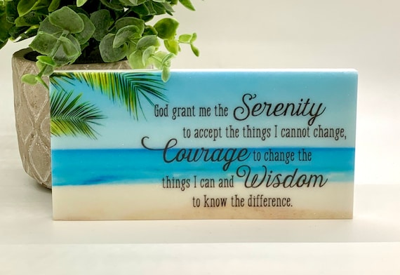Serenity Prayer Stone With Beach Background Marble Concrete | Etsy