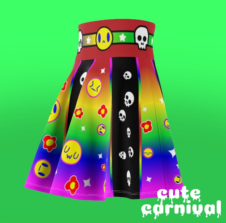 Kidcore Skirt, Goth Dress, Rainbow Clothes, Kawaii Girl Clothes, Kawaii ...