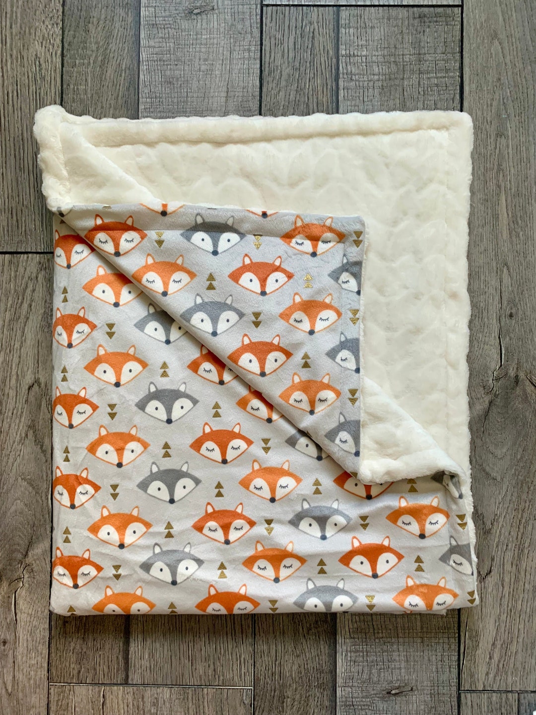 Girl Forest Fox and Cream Leaves Minky Plush Fabric Adventure Baby Girl ...