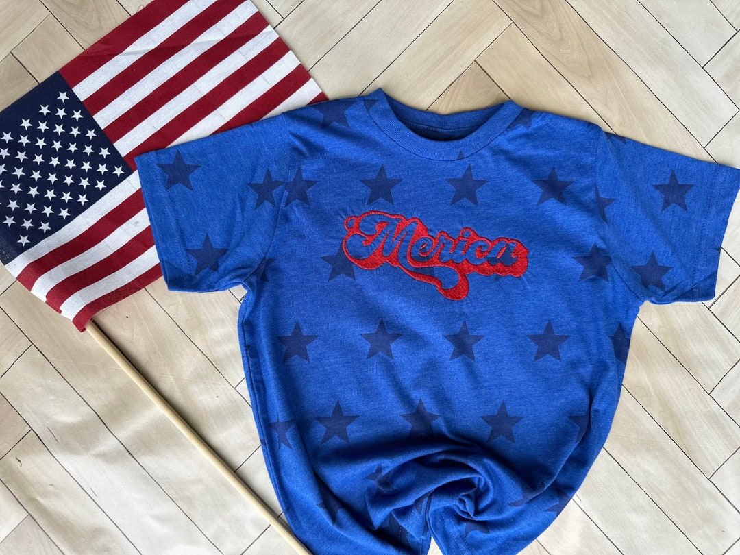Merica Patriotic Star July 4th Embroidered Appliqué Tshirt - Etsy