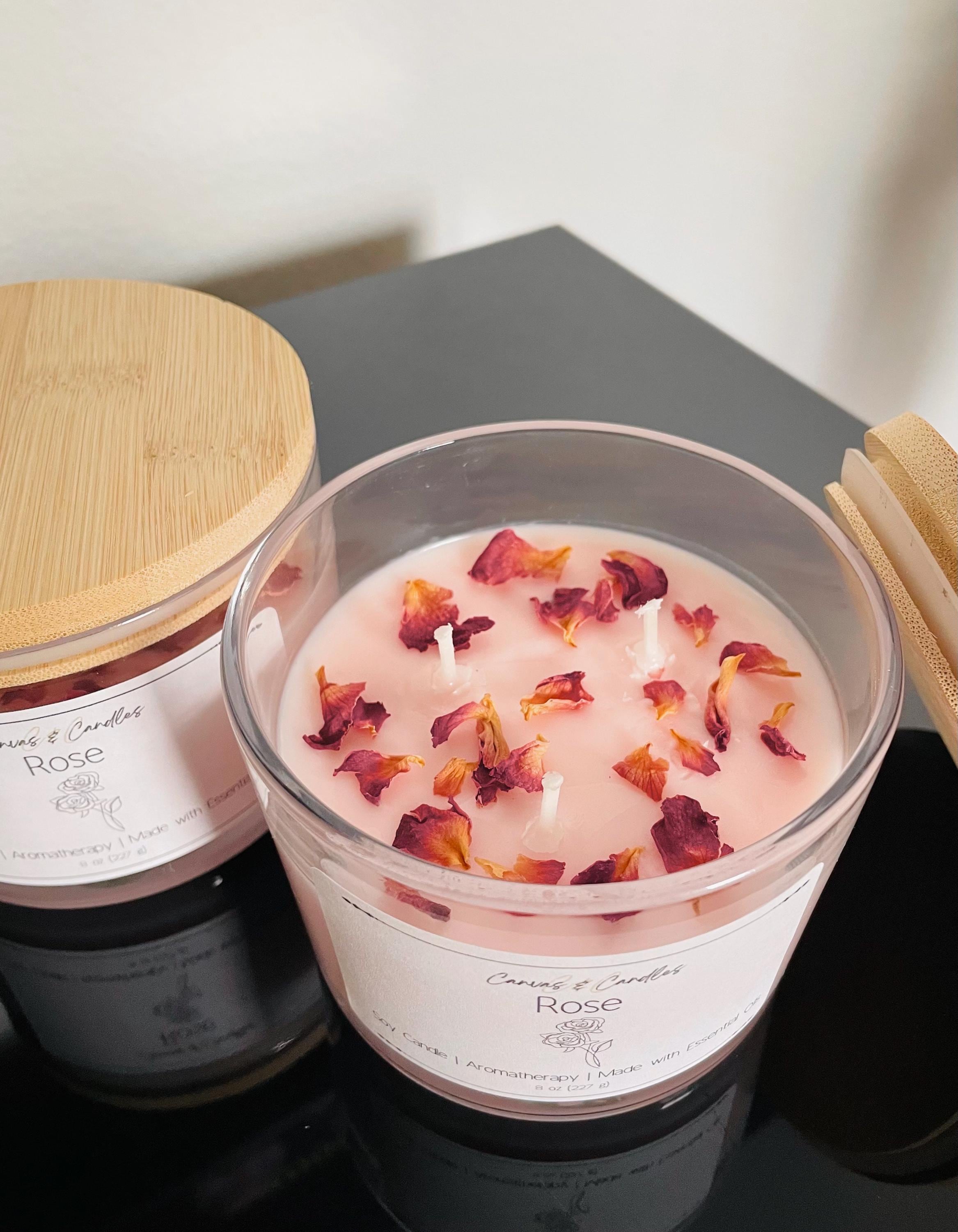 Rose Candle | Soy Wax Candles | Rose Petal Décor | Gifts for Her - Etsy