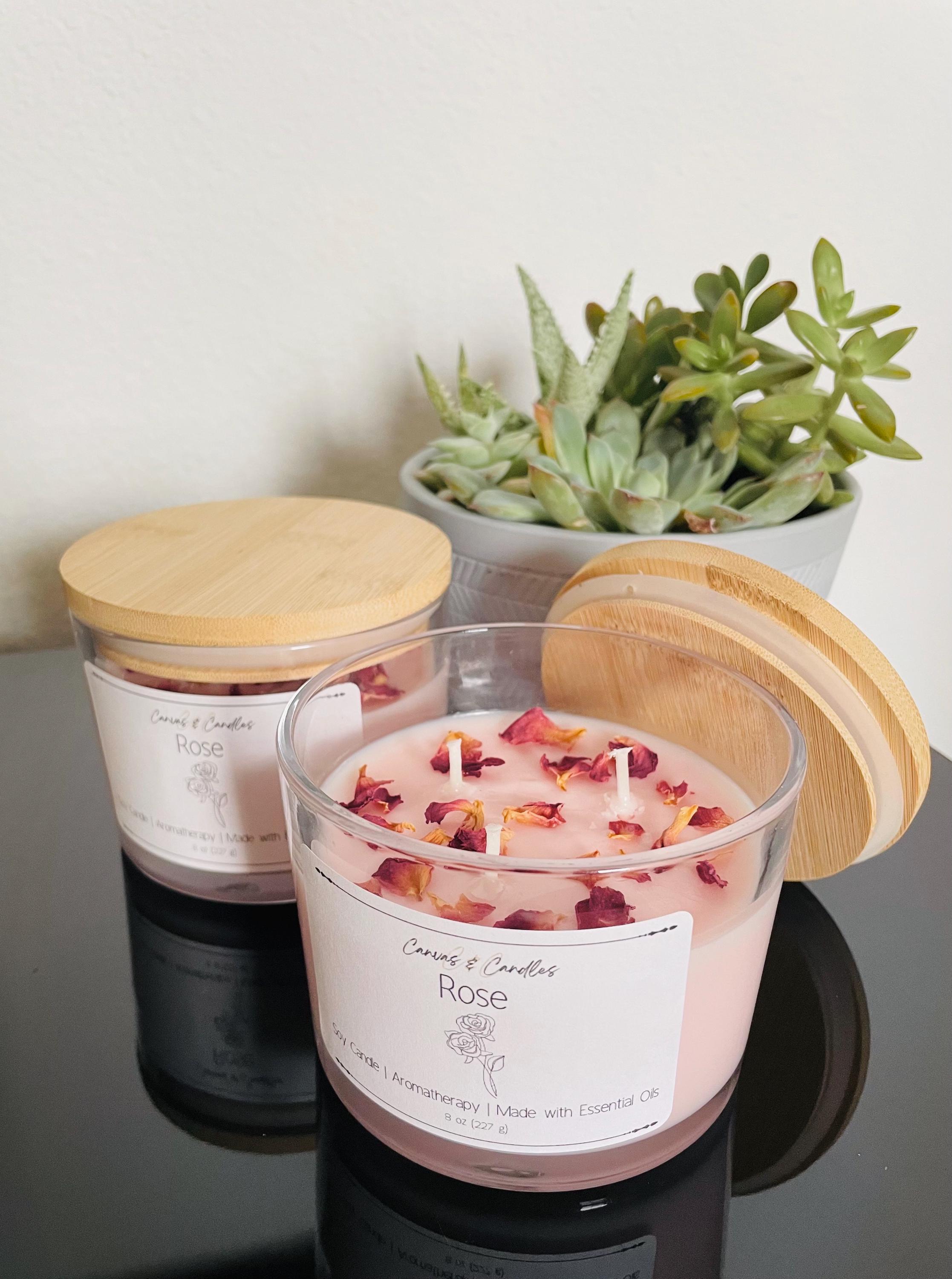 Rose Candle | Soy Wax Candles | Rose Petal Décor | Gifts for Her - Etsy