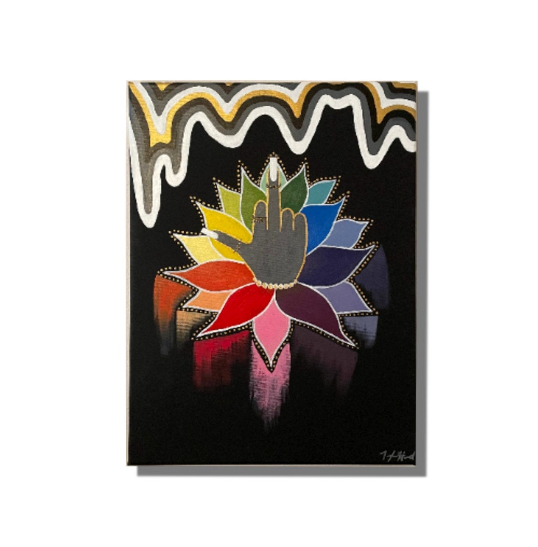 Middle Finger Trippy Lotus Painting - Etsy