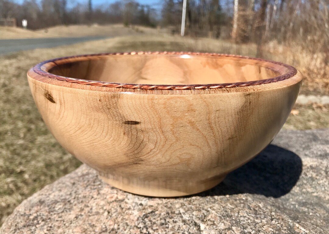 Maple Bowl, Wood Bowl, Twisted Copper Inlay - Etsy