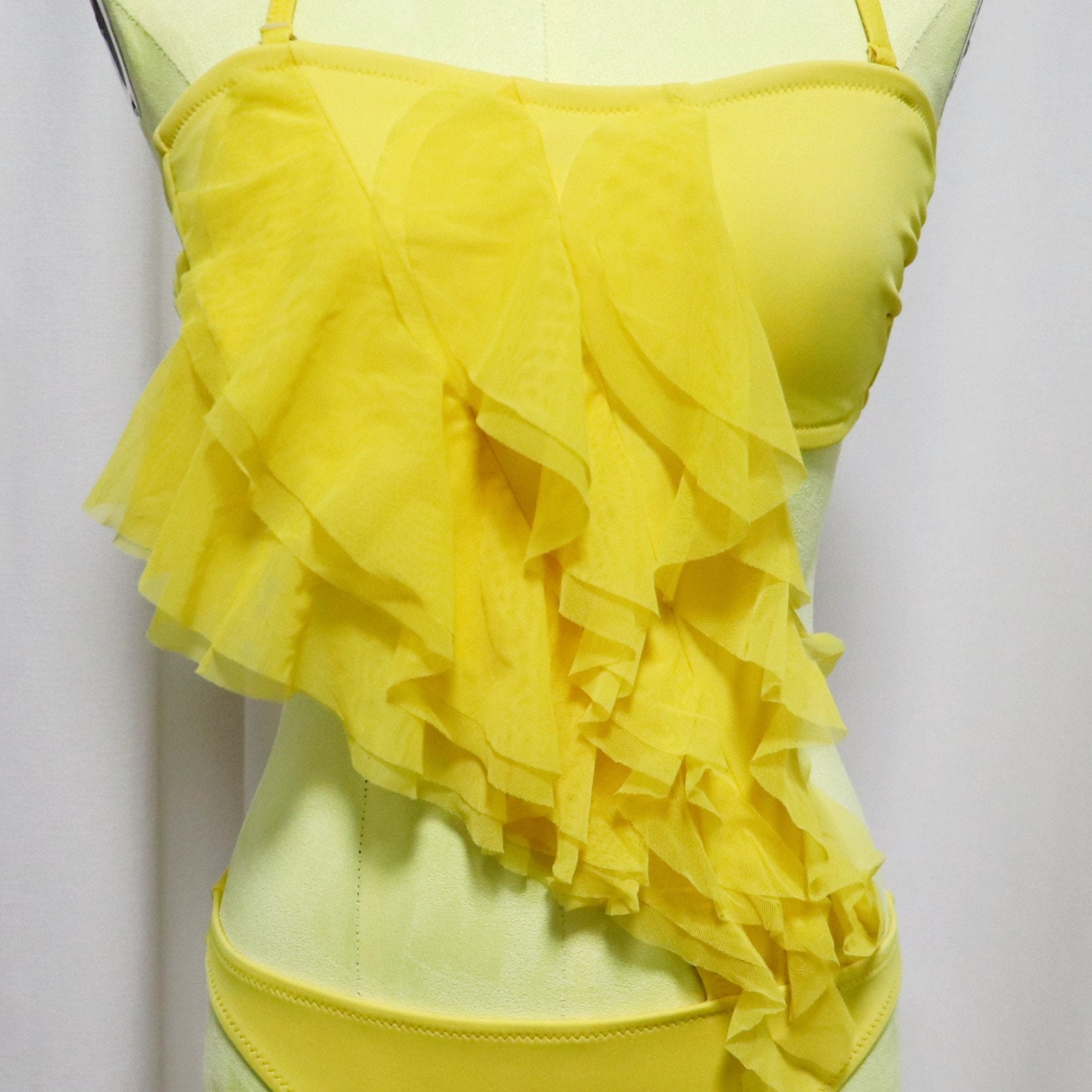 ZEKI One Piece Yellow Swimming Suit With Ruffles Size M - Etsy