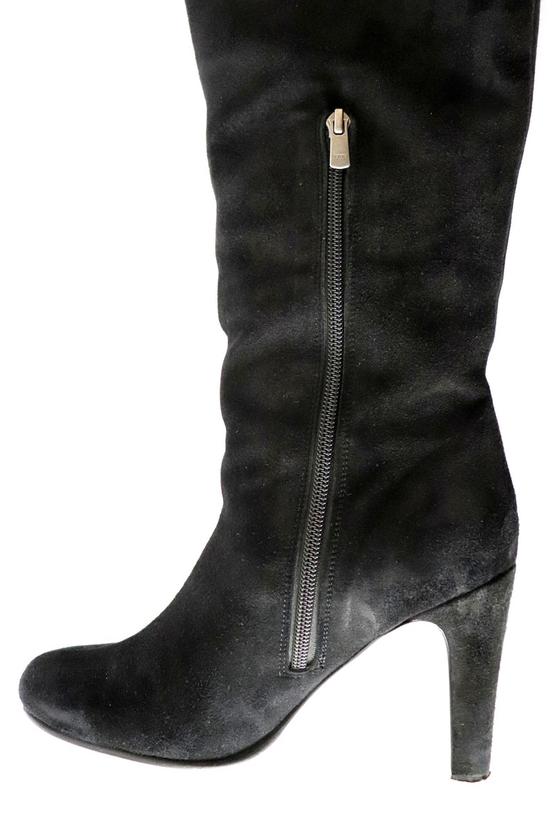 Knee High Black Suede Boots | High Heel Women Long Boots | Black Suede ...