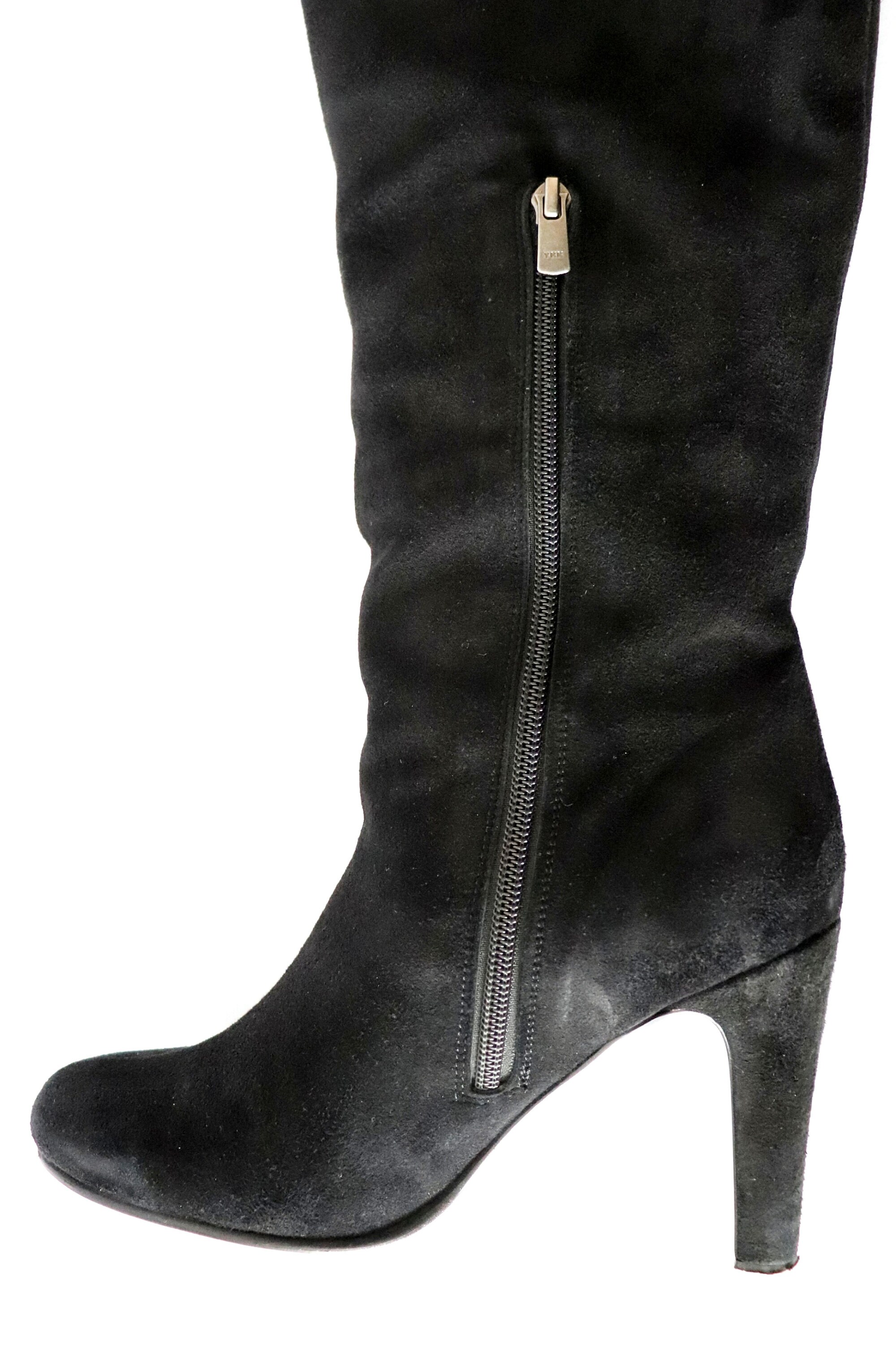 Knee High Black Suede Boots | High Heel Women Long Boots | Black Suede ...
