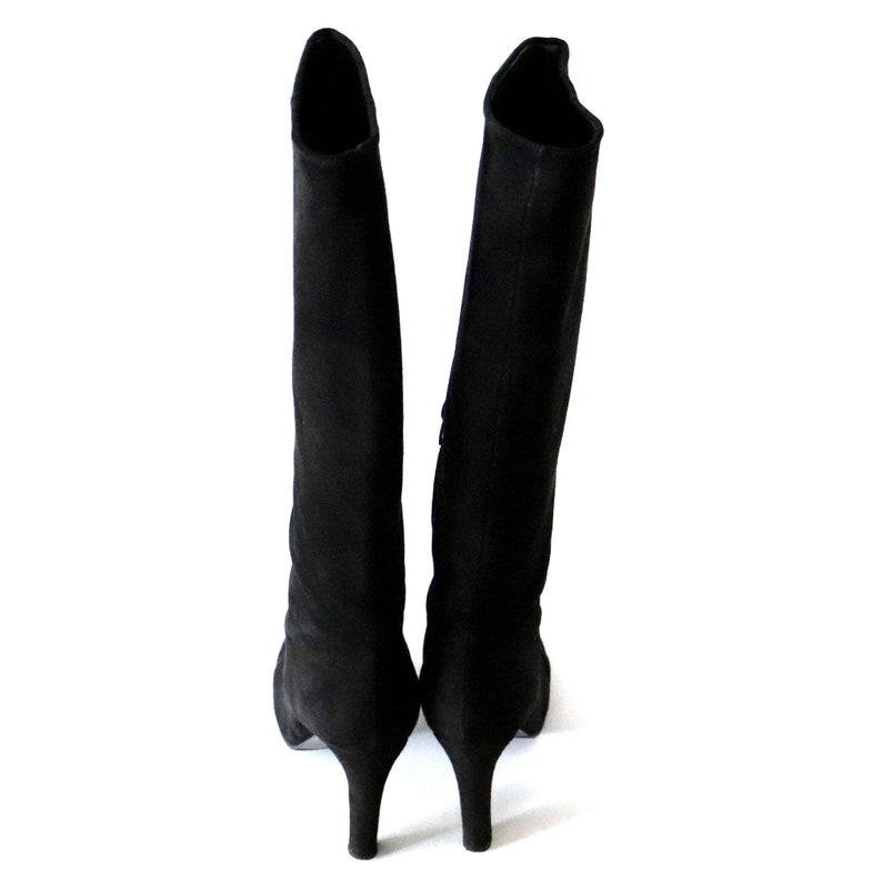 Knee High Black Suede Boots | High Heel Women Long Boots | Black Suede ...