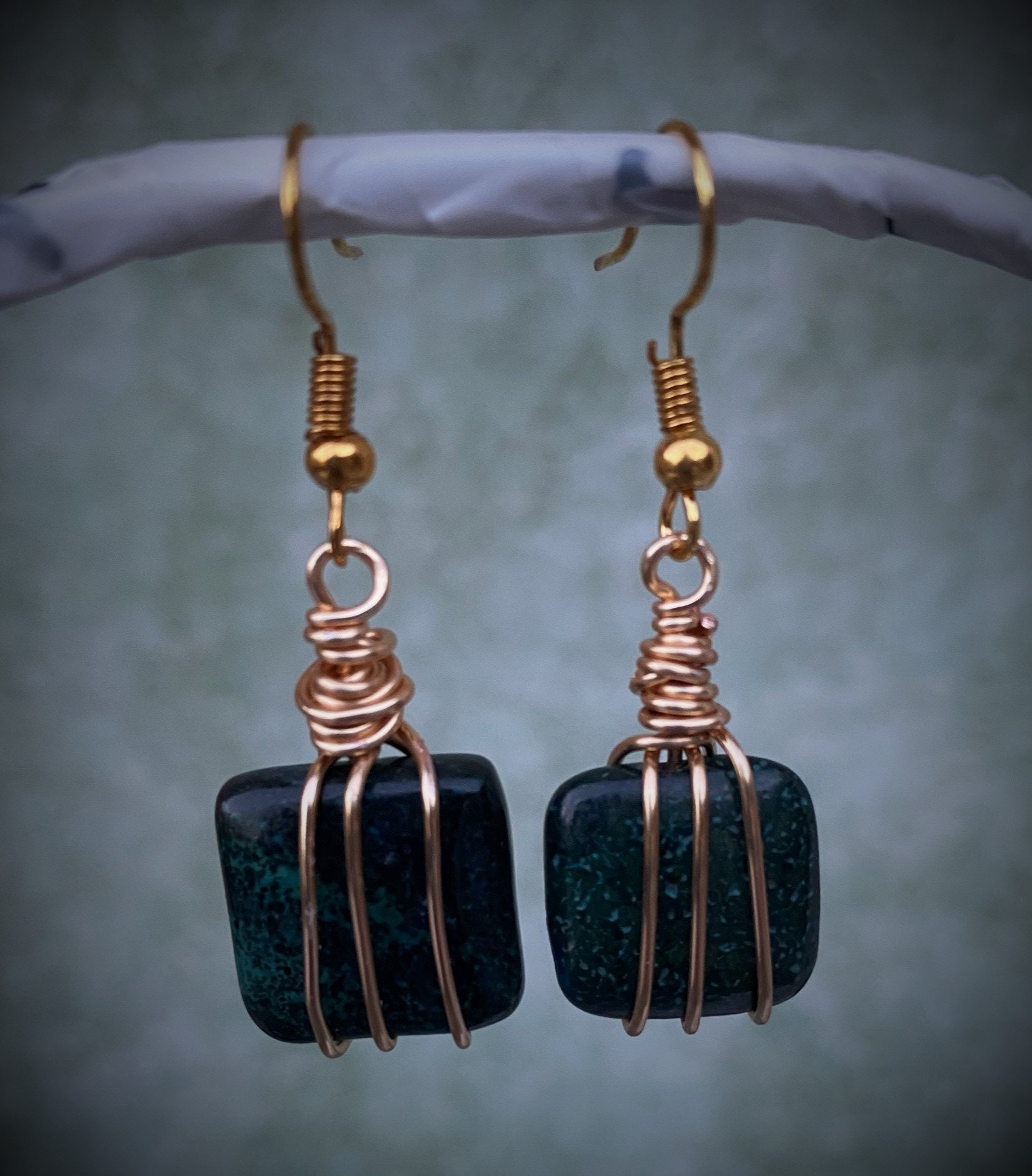 Women's Artisan Wire Wrapped Natural Stone Drop Earrings | Etsy