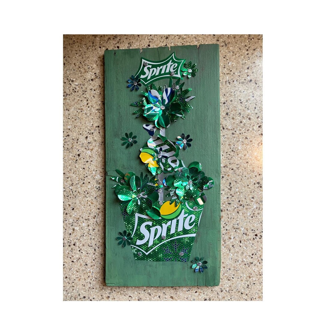 Sprite Soda Can Art - Flower Pot Sign - Unique, Handmade Wall Art! - Etsy