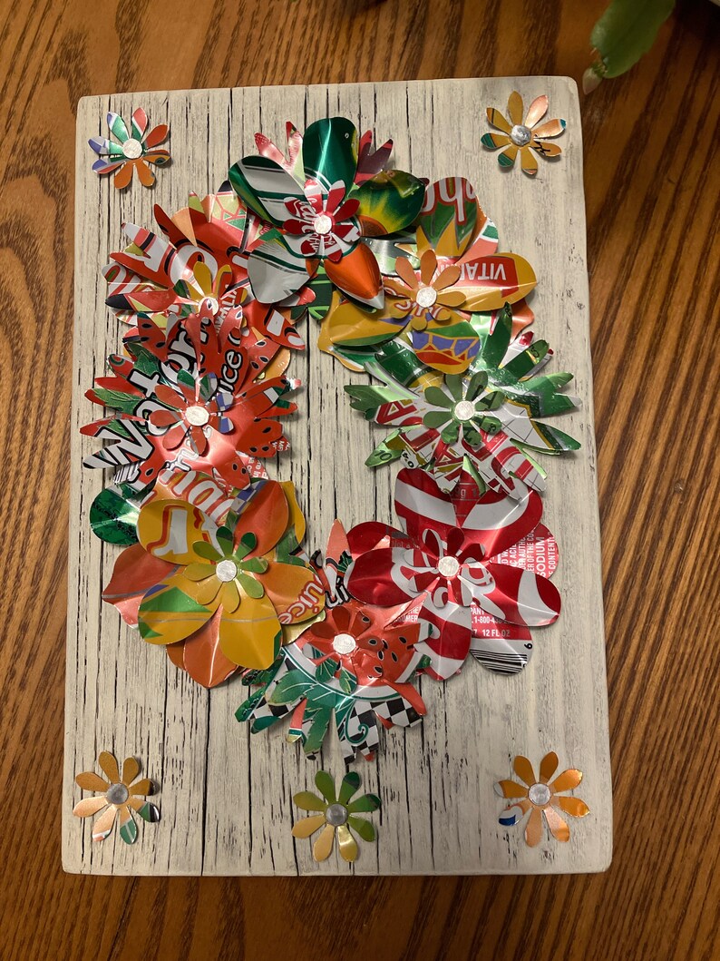 Colorful Metal Wreath Soda Can Art for Flower Lovers - Etsy