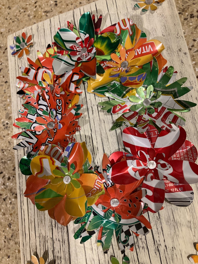 Colorful Metal Wreath Soda Can Art for Flower Lovers - Etsy