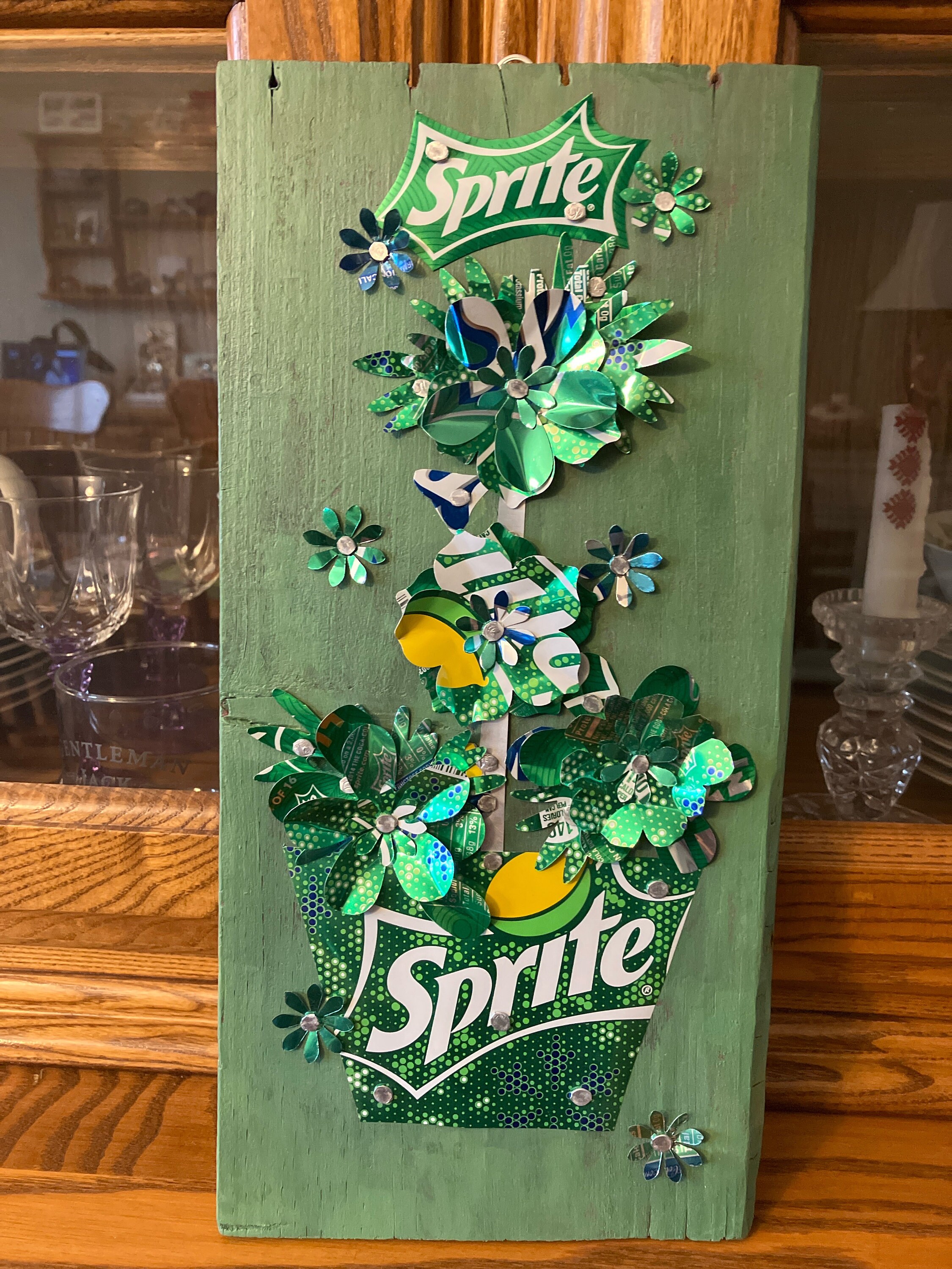 Sprite Soda Can Art - Flower Pot Sign - Unique, Handmade Wall Art! - Etsy