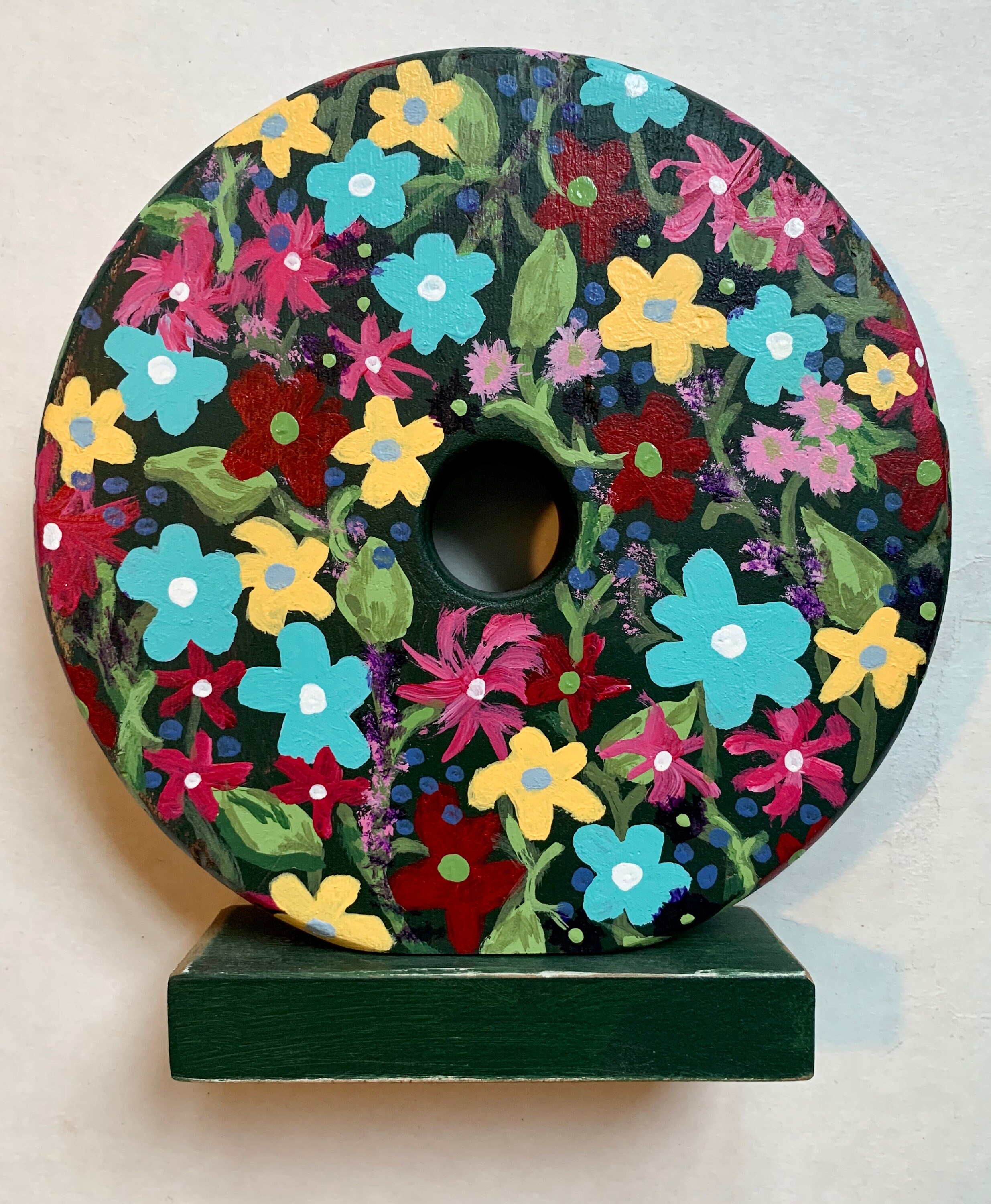 Vintage Wooden Wheel Hand-painted Floral Decoration for the Home - Etsy