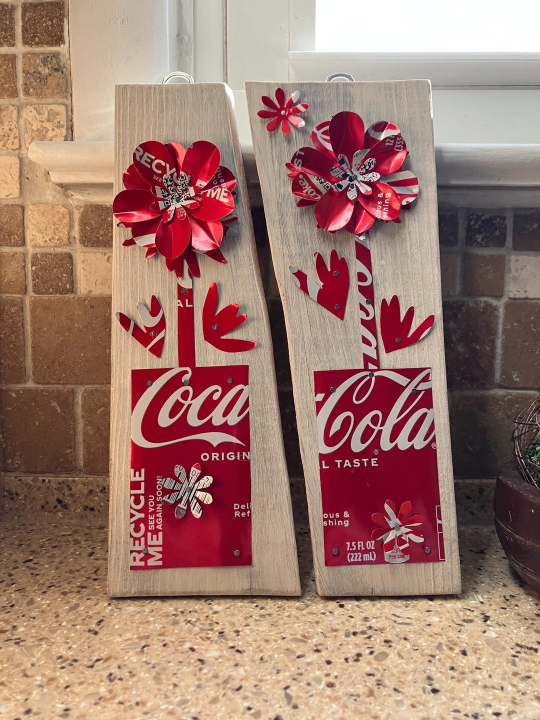 Coca-cola Pair of Flower Pot Signs! Soda Can Art - Unique, Handmade ...