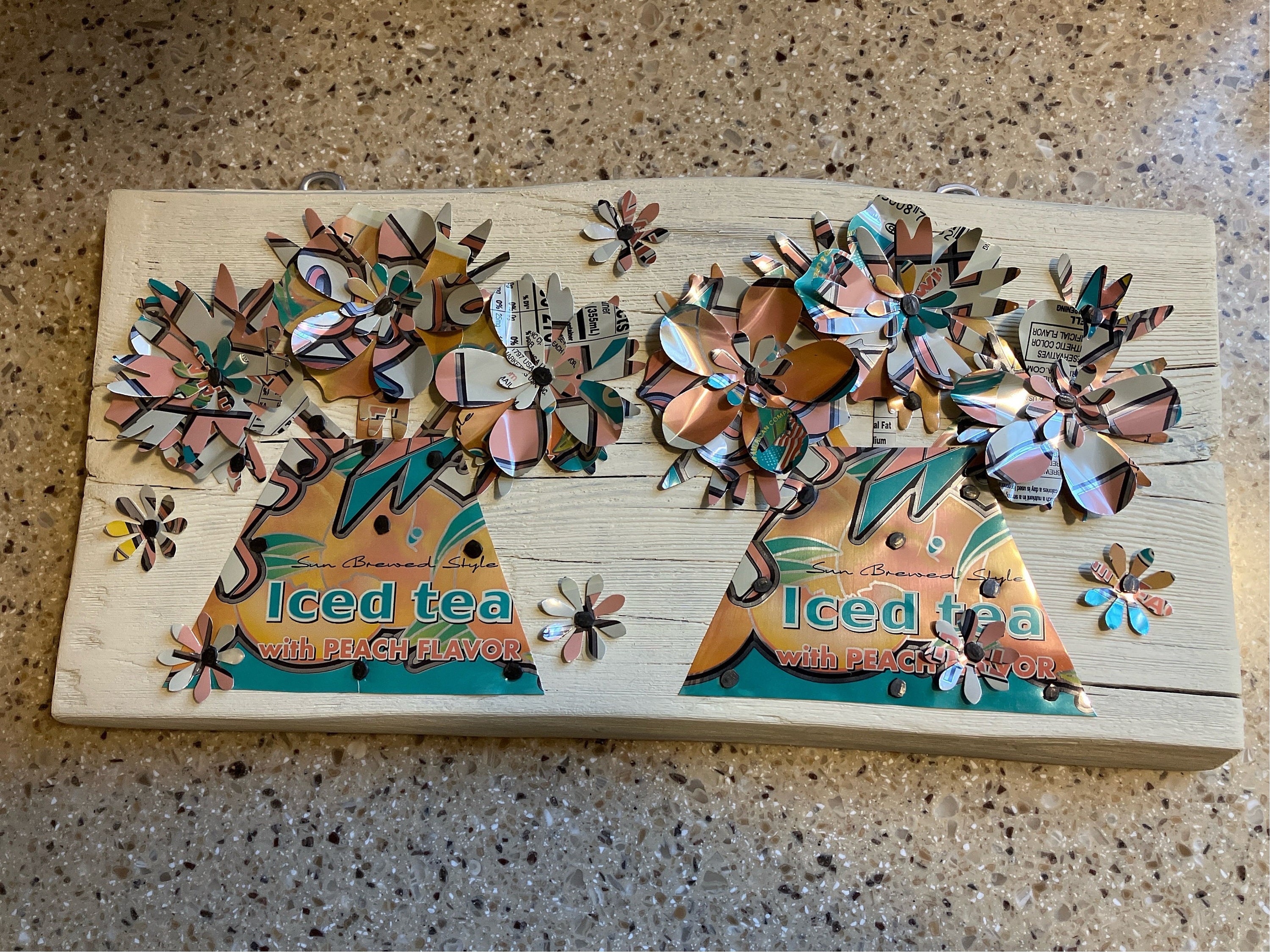 Soda Can Art Sign, Arizona Iced Tea Pots of Flowers Sign, Metal Happy ...