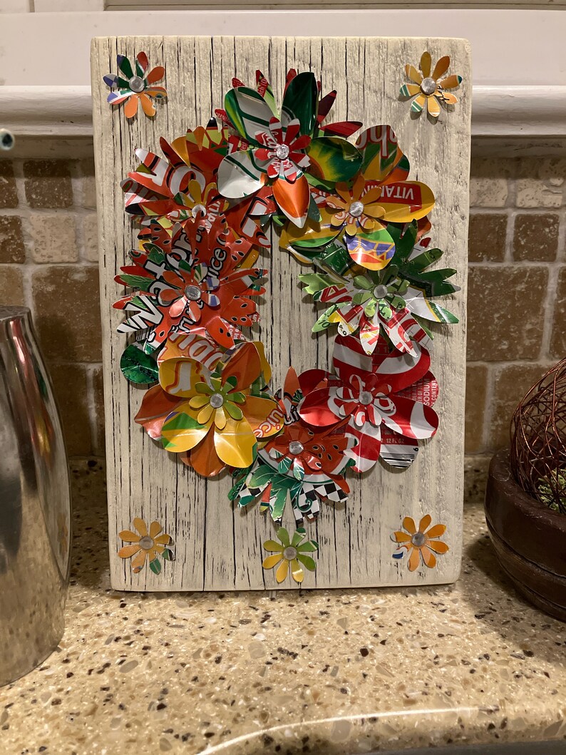 Colorful Metal Wreath Soda Can Art for Flower Lovers - Etsy