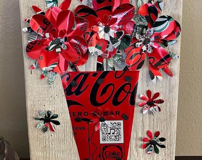 Coca-cola Zero Sugar Soda Can Art Pot of Flowers Sign Handmade Coke ...
