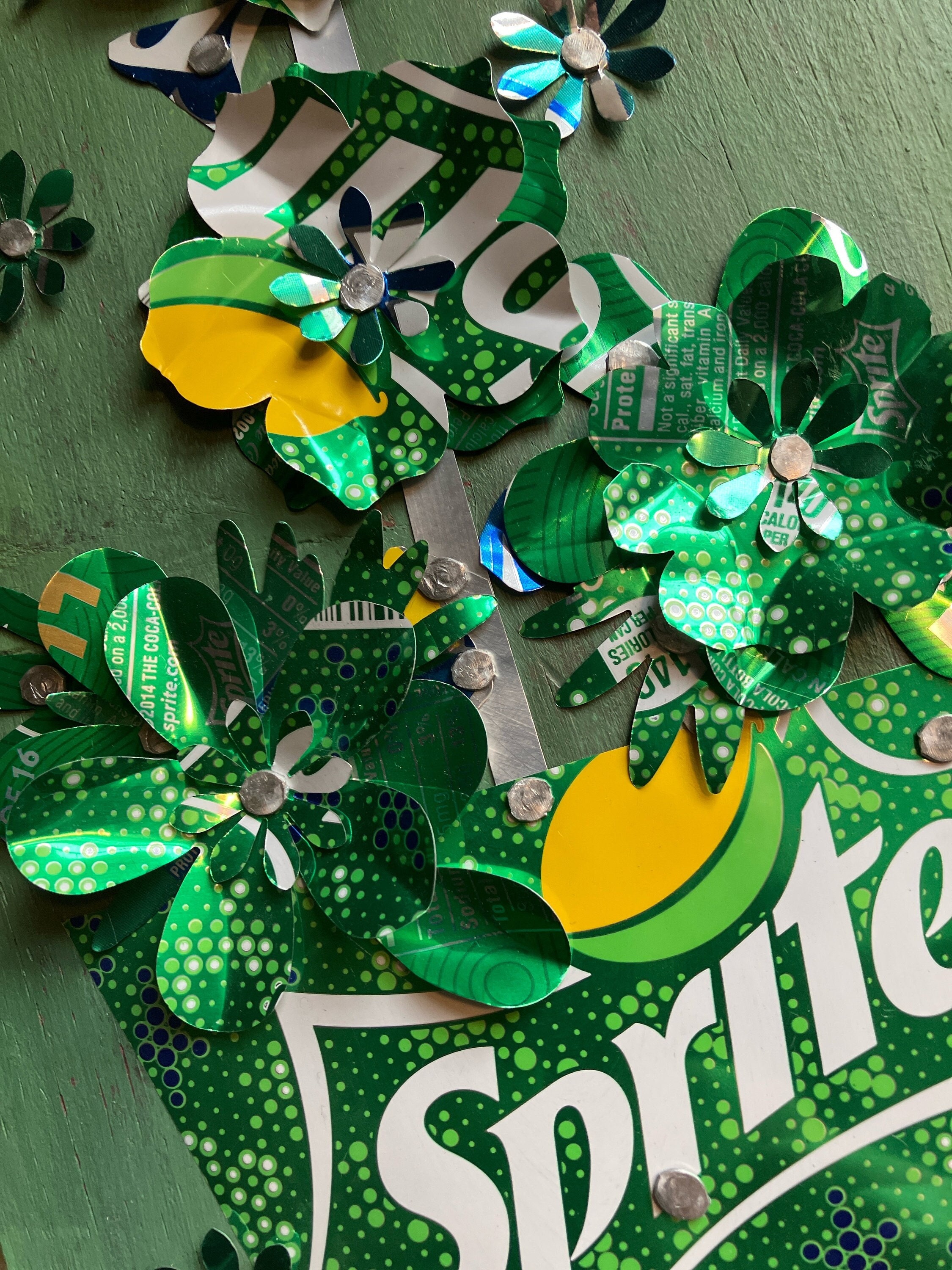 Sprite Soda Can Art - Flower Pot Sign - Unique, Handmade Wall Art! - Etsy