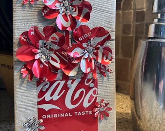 Coca-cola Trees in Pots - Soda Can Art - Metal and Wood Pair of Wall ...