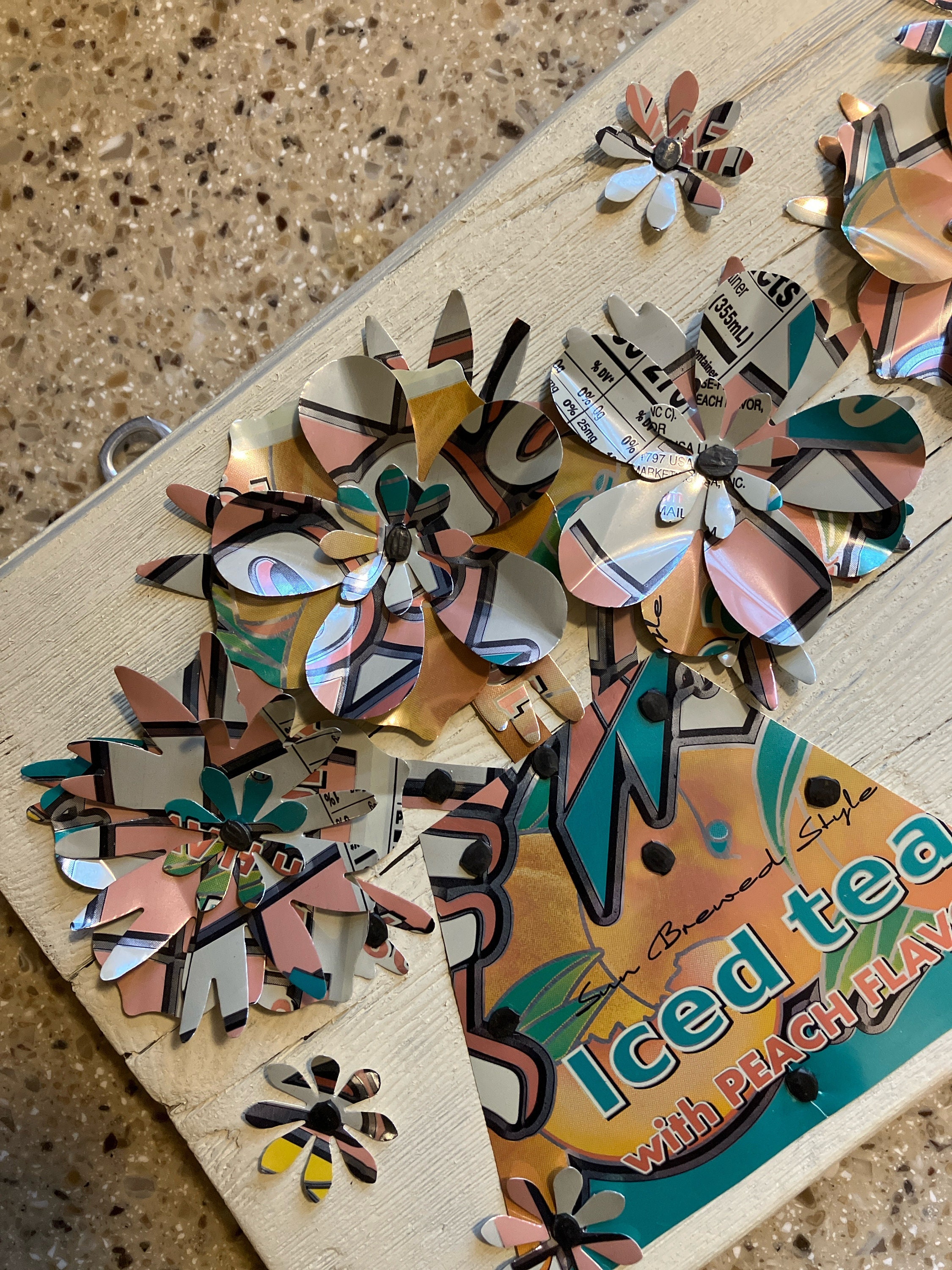 Soda Can Art Sign, Arizona Iced Tea Pots of Flowers Sign, Metal Happy ...