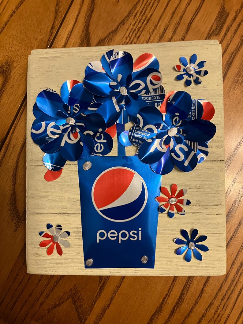 Pepsi Pot of Flowers Sign - Pepsi Cola Soda Can Art - Handmade Metal ...