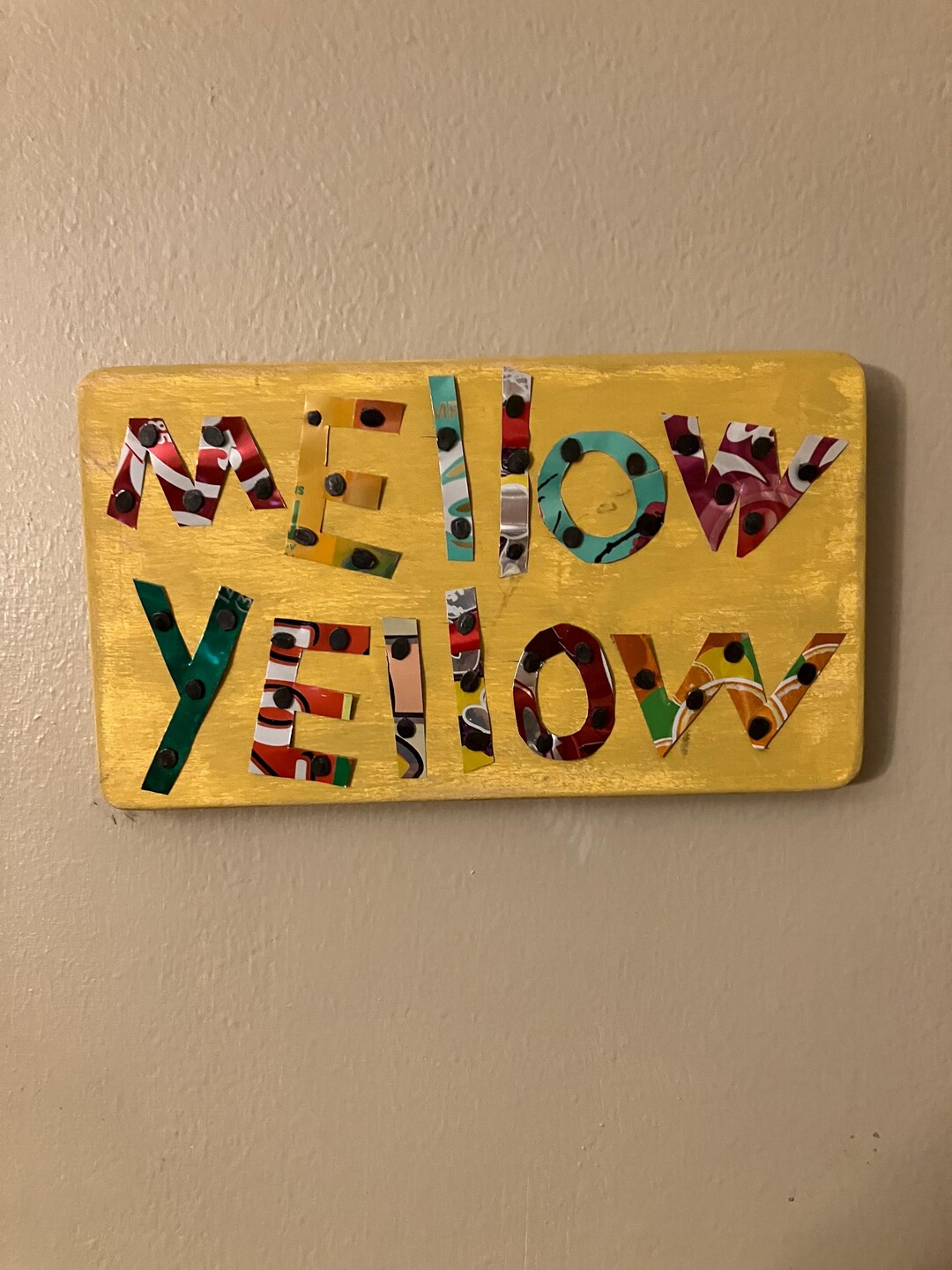 Mellow Yellow Sign - Unique Soda Can Art! Aluminum Can Art - Upcycled ...