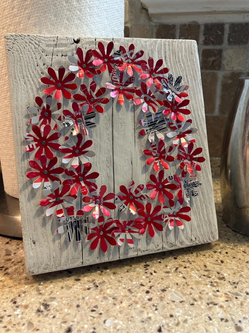 Coca-cola Flower Wreath Handmade Metal Flower Wreath Coke Soda Can Art ...