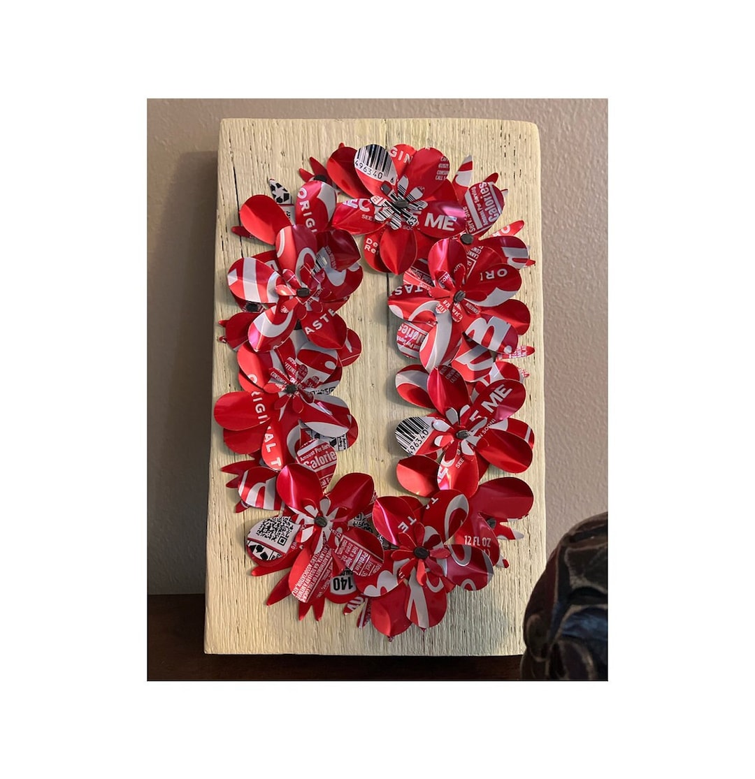 Coca-cola Can Wall Sign Wreath - Handmade Coke Soda Can Art Wall Sign ...