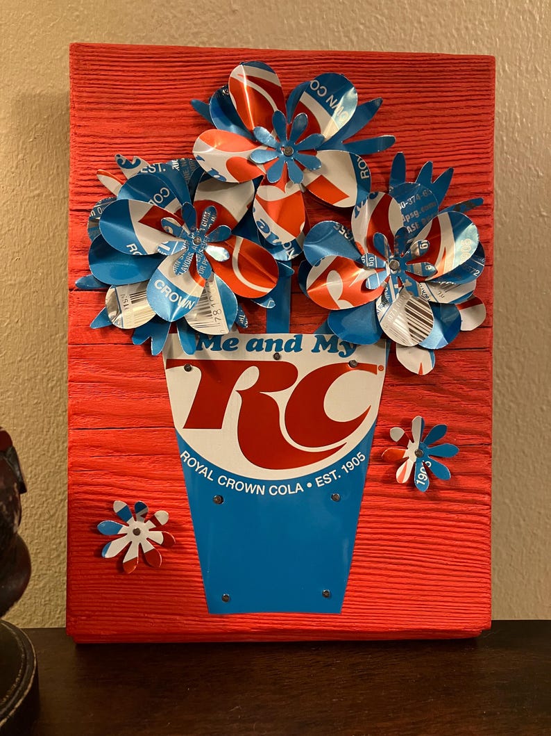 RC Cola Soda Can Art - Royal Crown Cola Flower Pot Sign - Metal RC ...