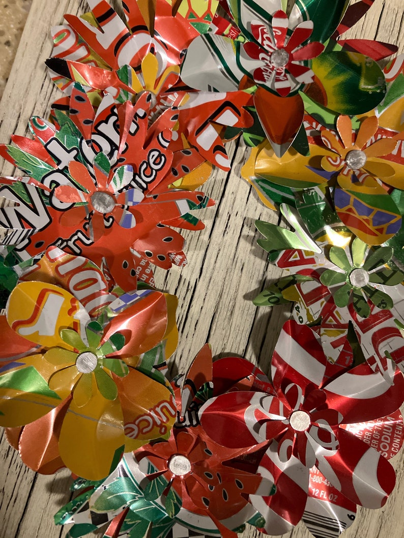 Colorful Metal Wreath Soda Can Art for Flower Lovers - Etsy