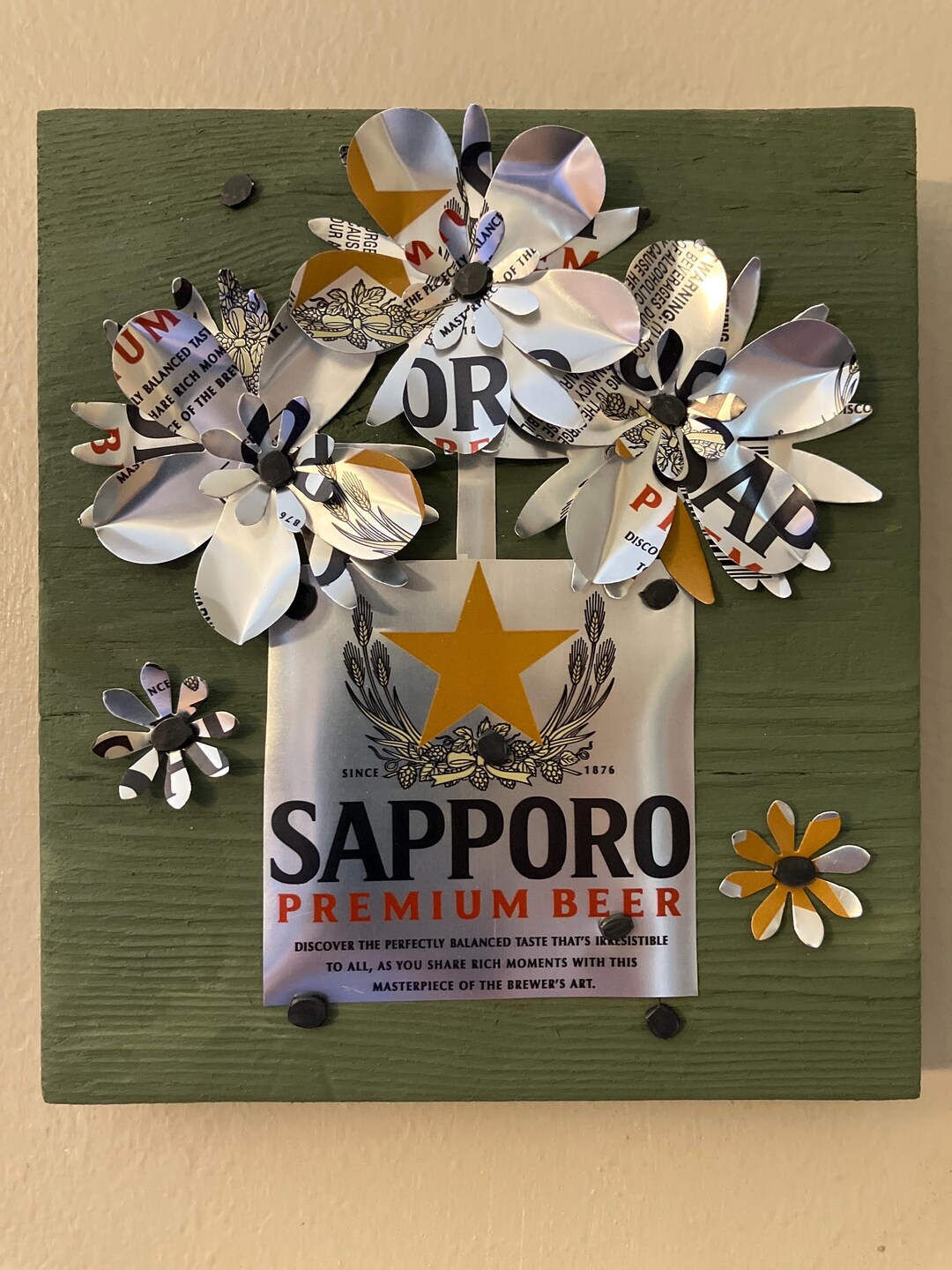 Sapporo Premium Beer Flower Pot Wall Sign - Metal Sapporo Beer Flowers ...