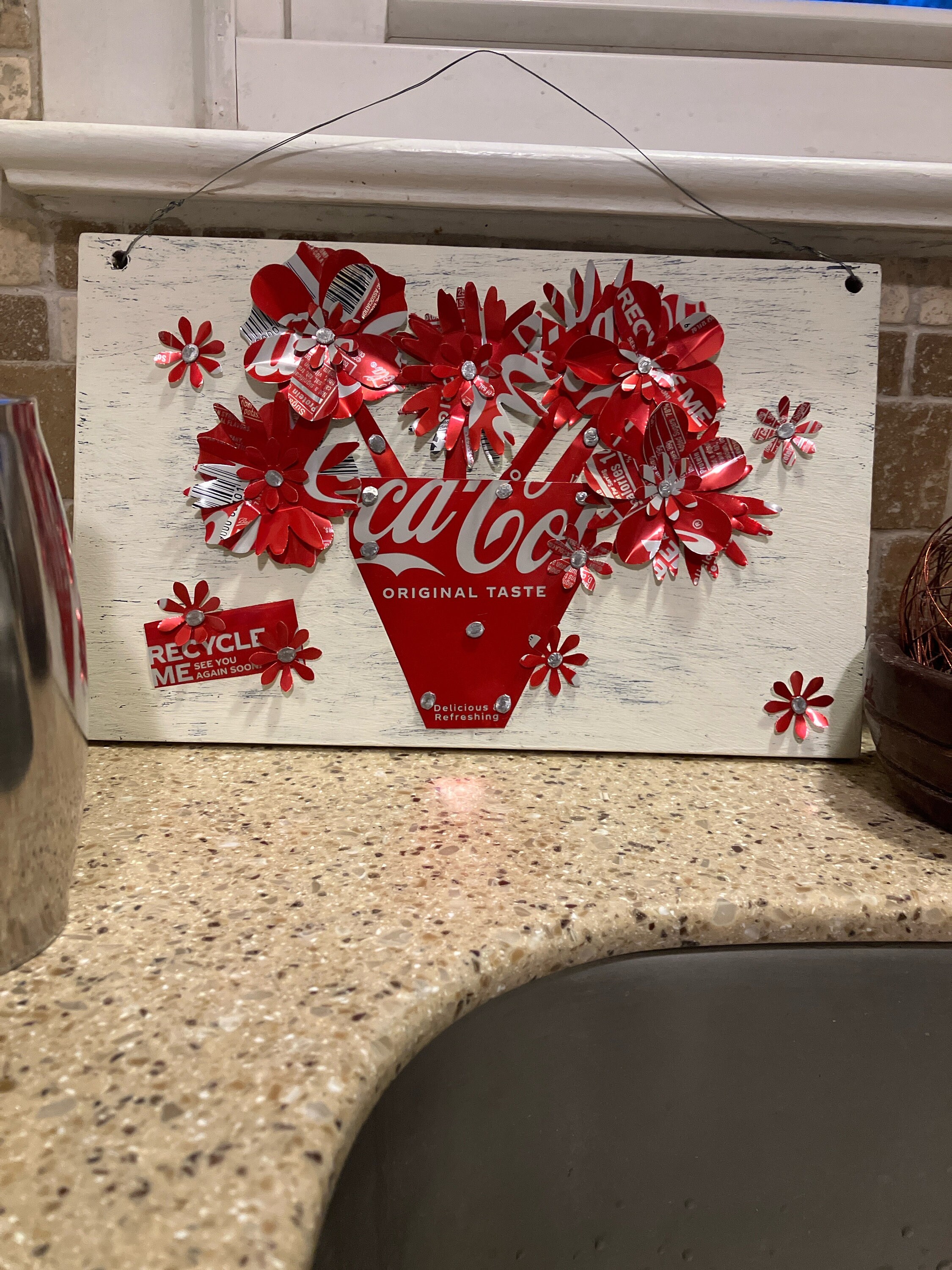 Coca-cola Soda Can Art - Pot of Flowers Sign! One-of-a-kind, Handmade ...