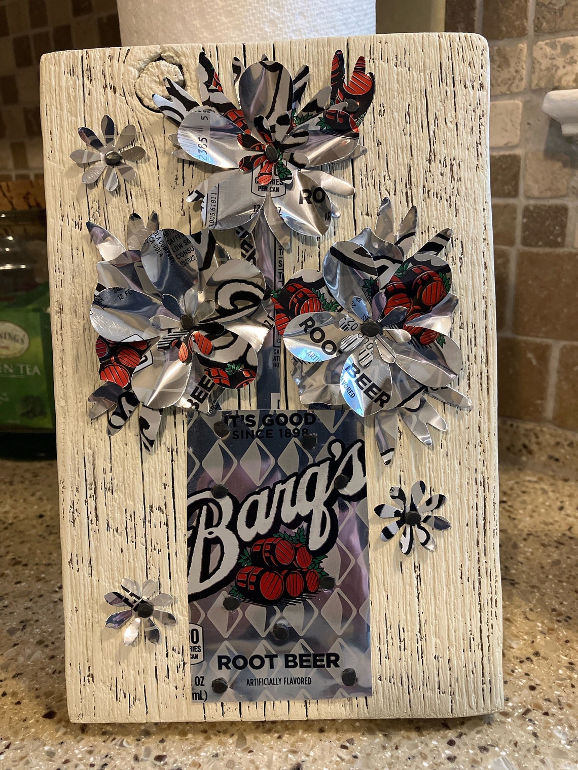 Barq's Root Beer - Pot of Flowers Sign! Handmade Soda Can Art - Etsy