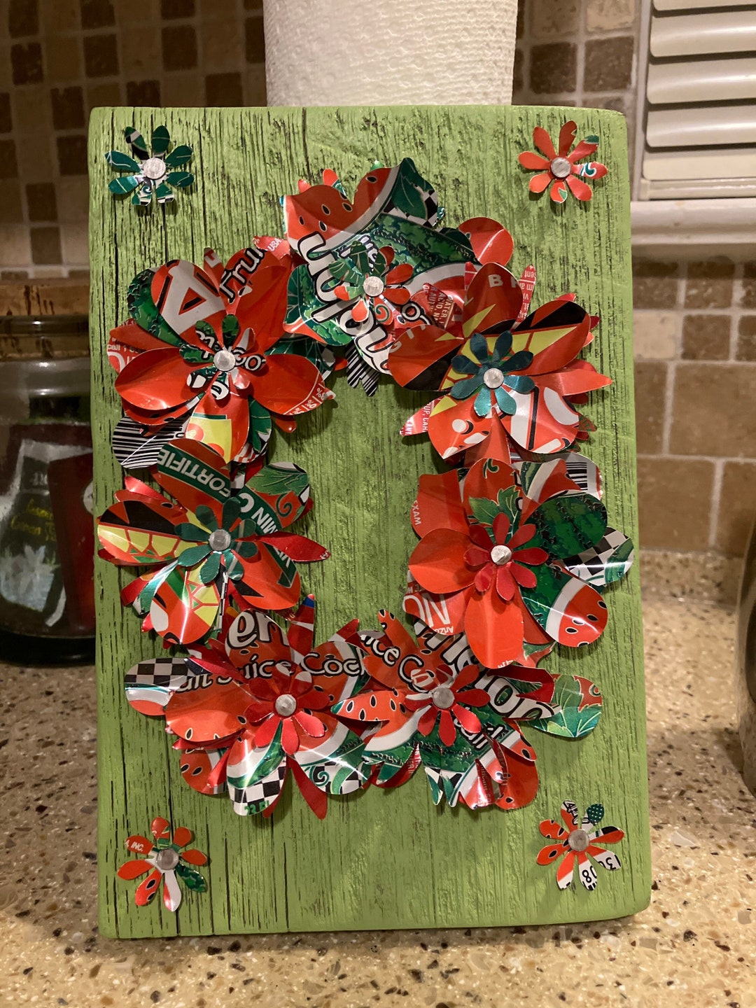 Arizona Tea Wreath - Soda Can Art - Metal Arizona Tea Flowers Wall Sign ...