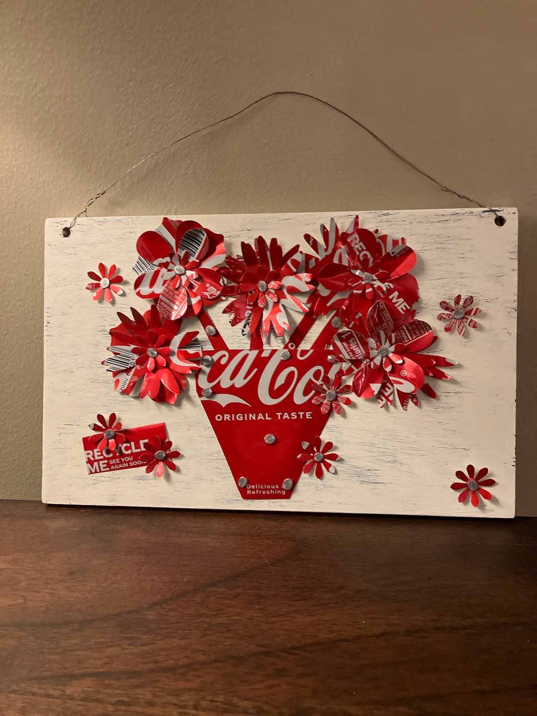 Coca-cola Can Art: Handmade Flower Pot Sign - Etsy