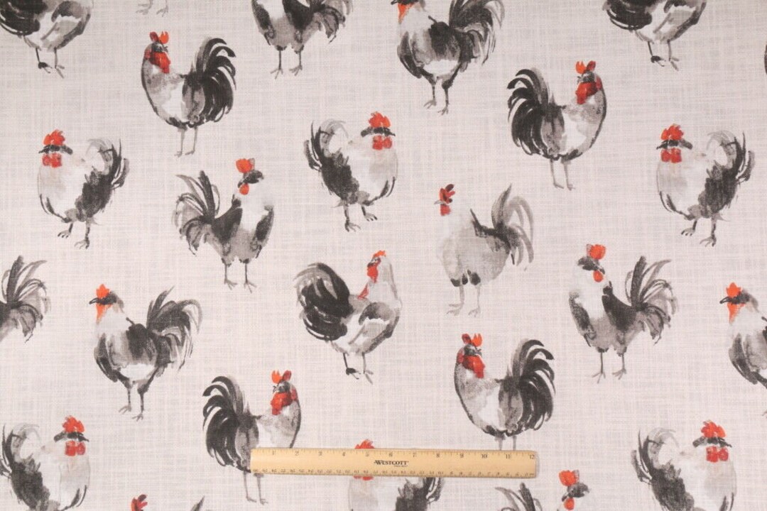Rooster Print Fabric by the Yard Cotton Duck Richloom - Etsy